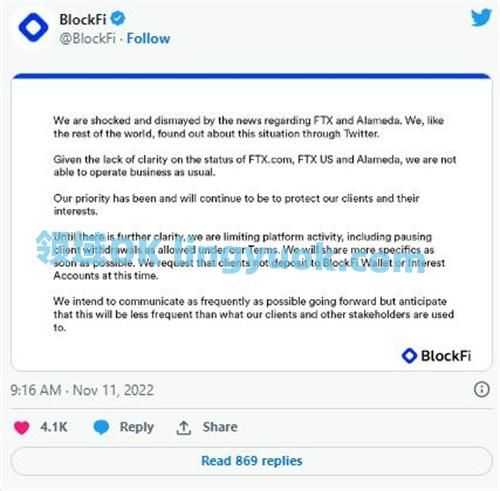 BlockFi限制平台活动 包括停止客户提款 | 领域OK
